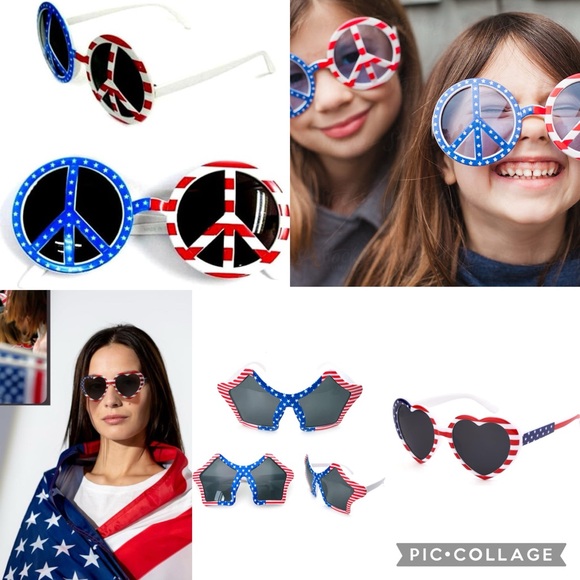 Accessories | Nwt Patriotic Americana Heart Star Peace Sign Shaped ...